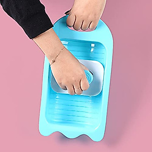 DOITOOL Washboard Basin for Hand Washing Clothes, Mini Hand Wash Board Non-slip Plastic Washing Board Washtub Cleaning Basin