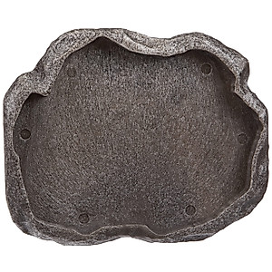 Zoo Med Reptile Rock Food Dish, Medium, 7.25"l x 6"w x 0.75"h, Colors may vary Black