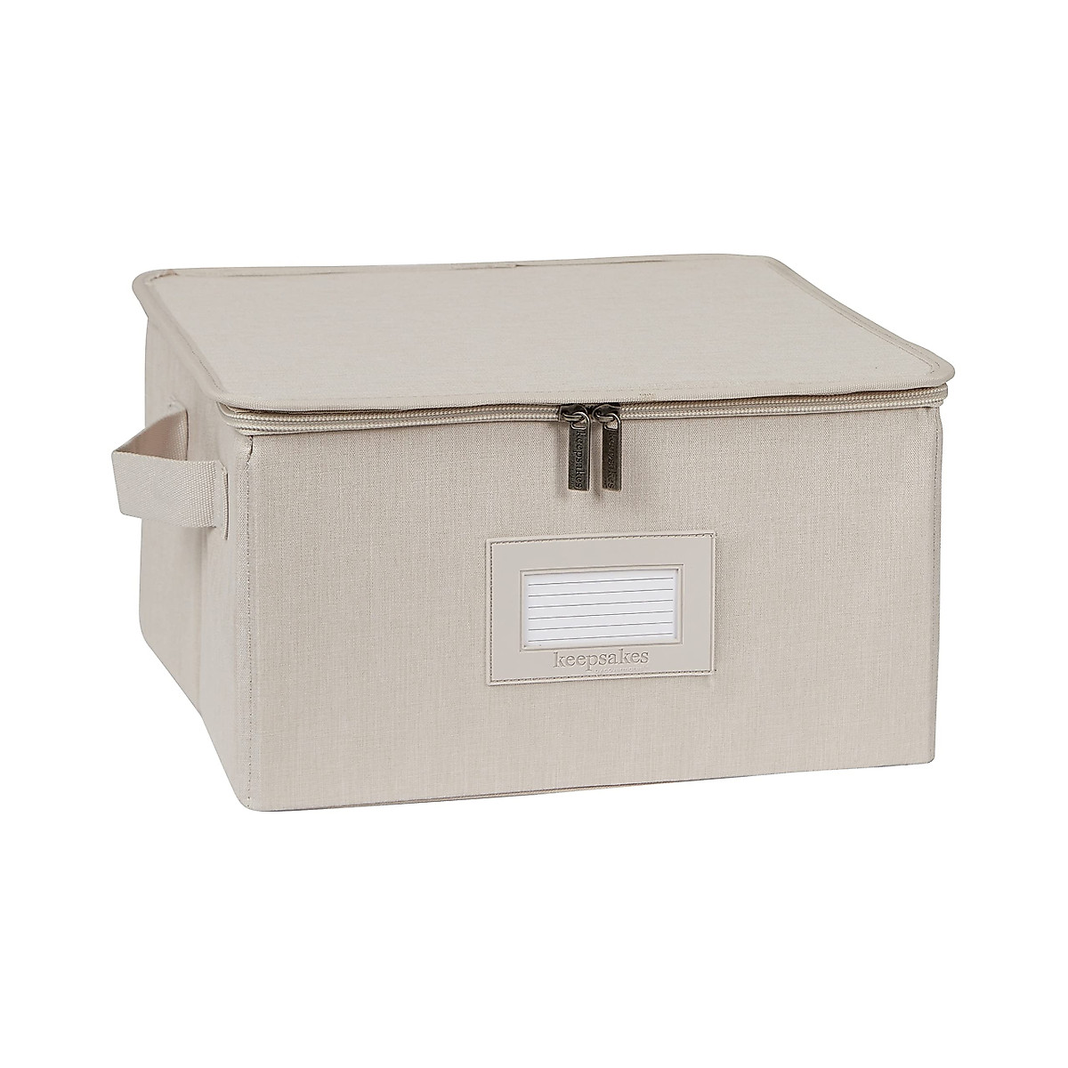 Covermates Keepsakes - Zip-Top Storage Box - Heavy Duty Polyester- Reinforced Handles - Stackable Design - Indoor Storage-Beige Heather