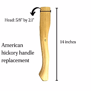 2 Pack American Hickory Axe Handle Replacement for 14" Axes That use 1-1/4 Pound Heads Complete Set with Wooden and Steel Wedges - Hatchet Handle Replacement - Hickory Hatchet Handle Replacement Axe