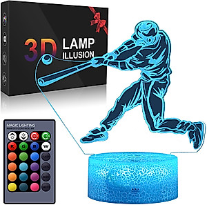 Baseball Gifts, Baseball Gifts for Boys 16 Colors Baseball Lamp Baseball Stuff Room Décor Teen Girls Girl Room Décor Kids Bedroom Décor Birthday Christmas Gifts Room Decoration 6-8 8-12 12-14 Years