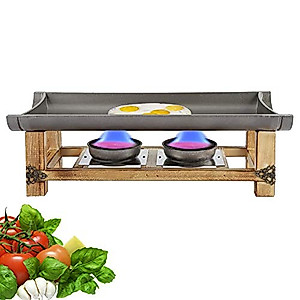 Non Stick Charcoal Grill Plate Barbecue Picnic Pan Cookware with Portable Stove BBQ Outdoor Picnic Camping, Patio Backyard Cooking Wood Material Quality Aluminum (S)