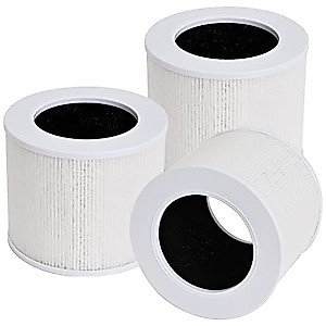 Core Mini-RF Filter Replacement Compatible for LEVOIT Core Mini Air Purifiers, 3-in-1 H13 True HEPA Filter Replacement, LEVOIT Core Mini-RF, 3 PACK Air Purifier Filter,White