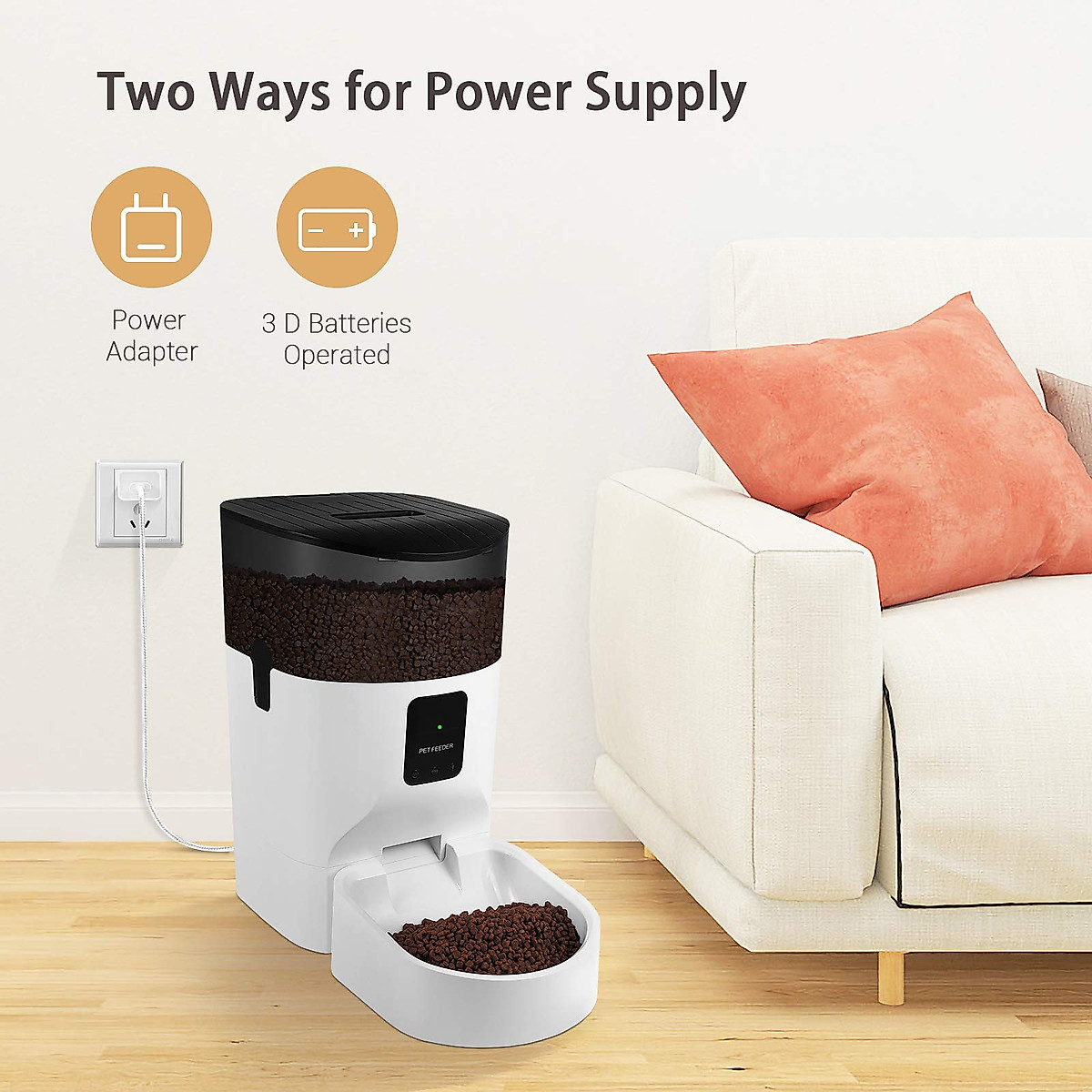 7L Smart Cat Feeder - WiFi Enabled Pet Food Dispenser for Cat and Dog Auto Timed Cat Feeder with App Remote Control|Programmable Timer|Voice Reorder| Portions Control for Up to 15 Meals per Day