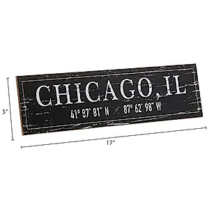 Barnyard Designs Chicago, IL City Sign Rustic Distressed Decorative Wood Wall Decor 17” x 5”