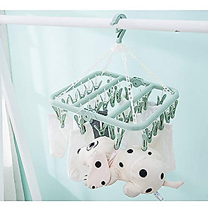 TUKE 32 Clips Folding Clothes Dryer Hanger Children Adults Clothes Dryer Windproof Socks Underwear Plastic Drying Rack