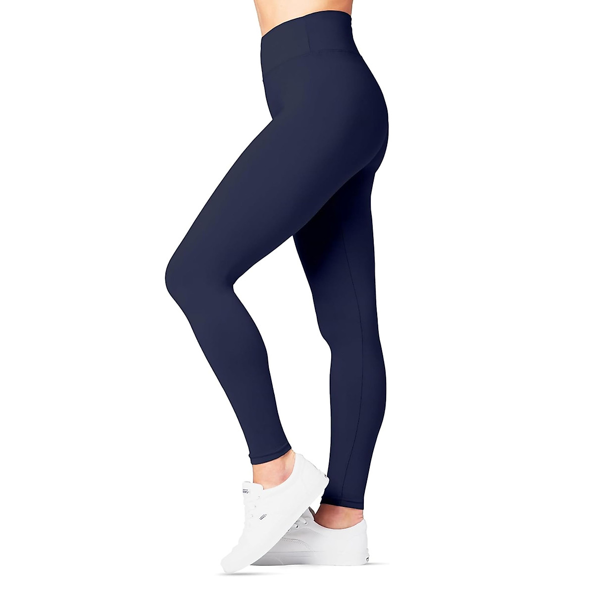 SATINA High Waisted Navy Blue Leggings for Women - Soft, Stretchy Leggings with Side Pockets - Full Length Yoga Pants for Women - Tummy Control and Buttery Soft Fabric for All-Day Comfort - One Size