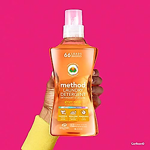 Method Liquid Laundry Detergent, Ginger Mango, 66 Loads Per Bottle, Hypoallergenic + Biodegradable Formula, Plant-Based Stain Remover, 53.5 Fl Oz (Pack of 1)