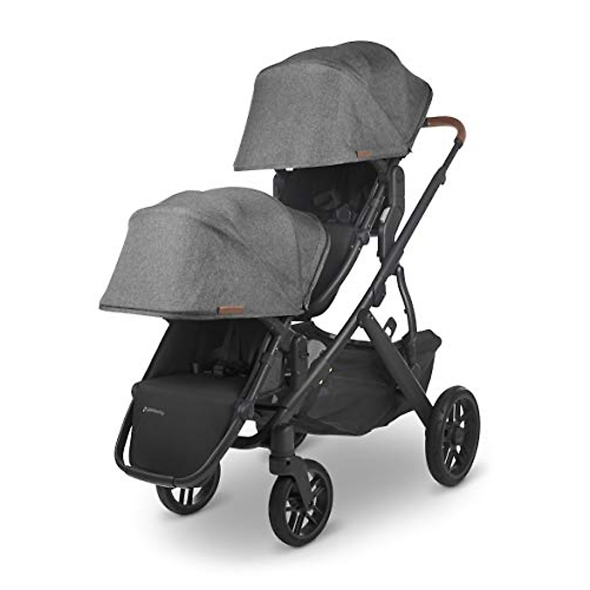 UPPAbaby Vista V2 Stroller- Greyson (Charcoal Melange/Carbon/Saddle Leather) + Upper Adapters + RumbleSeat V2- Greyson (Charcoal Melange/Carbon/Saddle Leather)