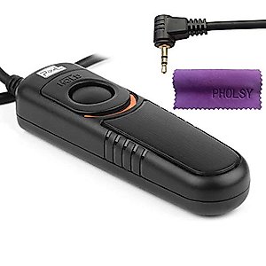 Pixel Remote Shutter Cable E3 Compatible with Canon, Pentax, Contax, Sigma Cameras with Pholsy Screen Cleaning Cloth, Replaces RS-60E3
