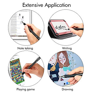 MEKO 2-in-1 Stylus Precision Disc Styli Touch Screen Pen with 3 Replaceable Tips for iPads, Tablets, iPhones, Smartphones, Samsung Galaxy Note/Tab (Black)