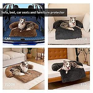 WELLYELO Small Calming Dog Bed Sofa Couch for Small Dogs and Cats - Fluffy Plush Mats for Furniture Protector With Washable Cover (30x26x5, White)
