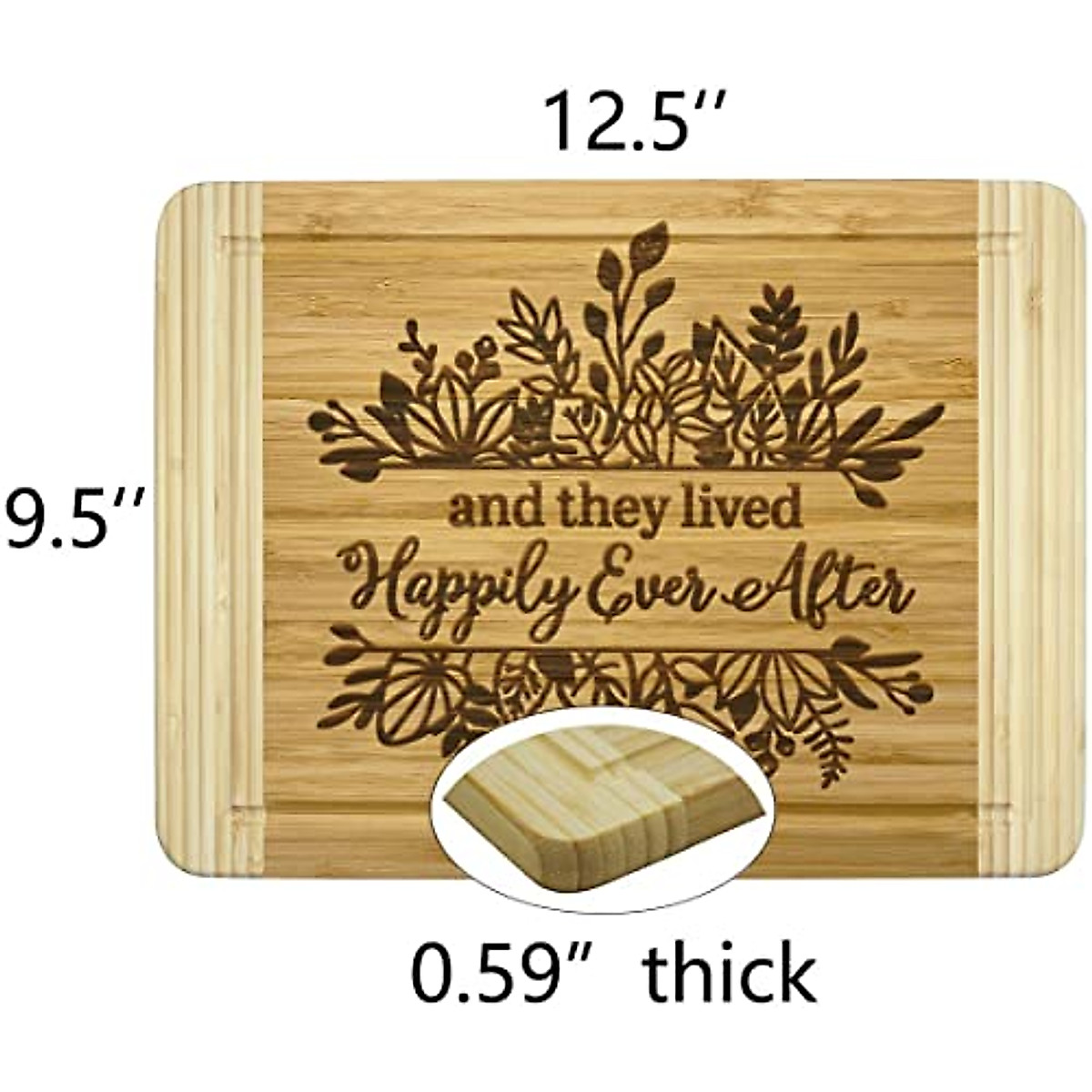 Wedding Engagement Gifts for Women -Engraved Cutting Board Gift,For Wife Bride Birthday Valentine Anniversary Presents -And They Lived Happily Ever After