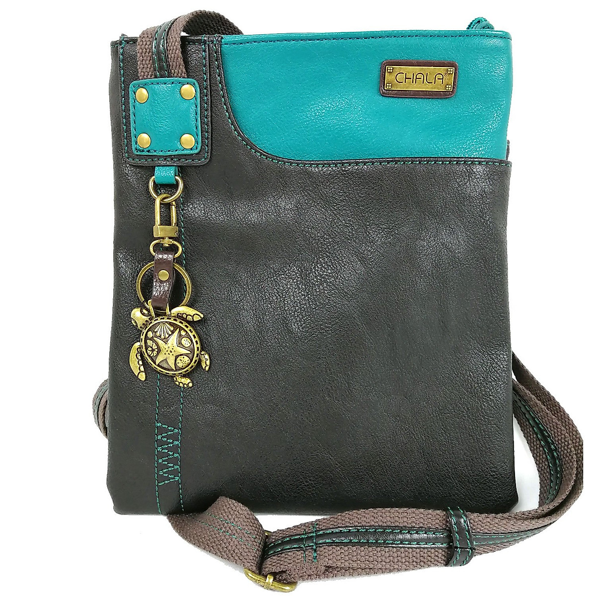 CHALA New Crossbody SWING Bag Vegan Leather (Black- Sea Turtle)