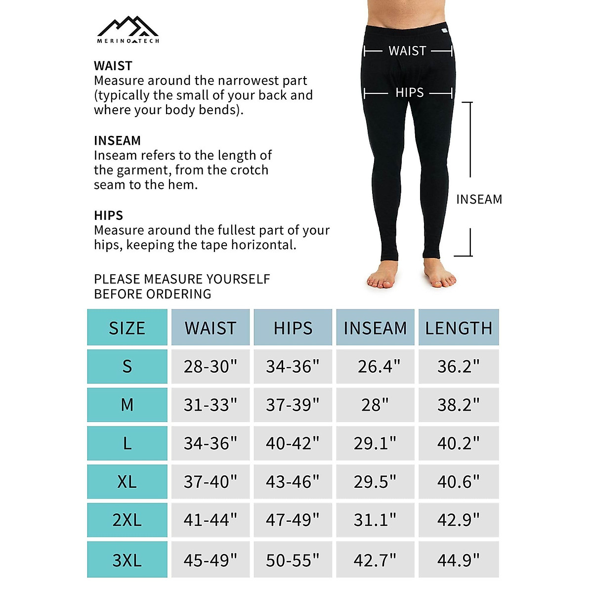 Merino Wool Base Layer Mens Bottom Pants 100% Merino Wool Thermal Underwear Long Johns Midweight + Wool Socks (Medium, Charcoal Grey 250)