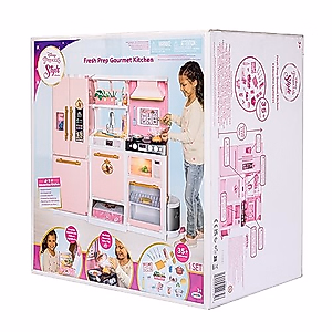 Disney Princess Style Collection Fresh Prep Gourmet Kitchen, Interactive Pretend Play Kitchen for Girls & Kids with Realistic Steam, Complete Meal Kit & 35+ Accessories