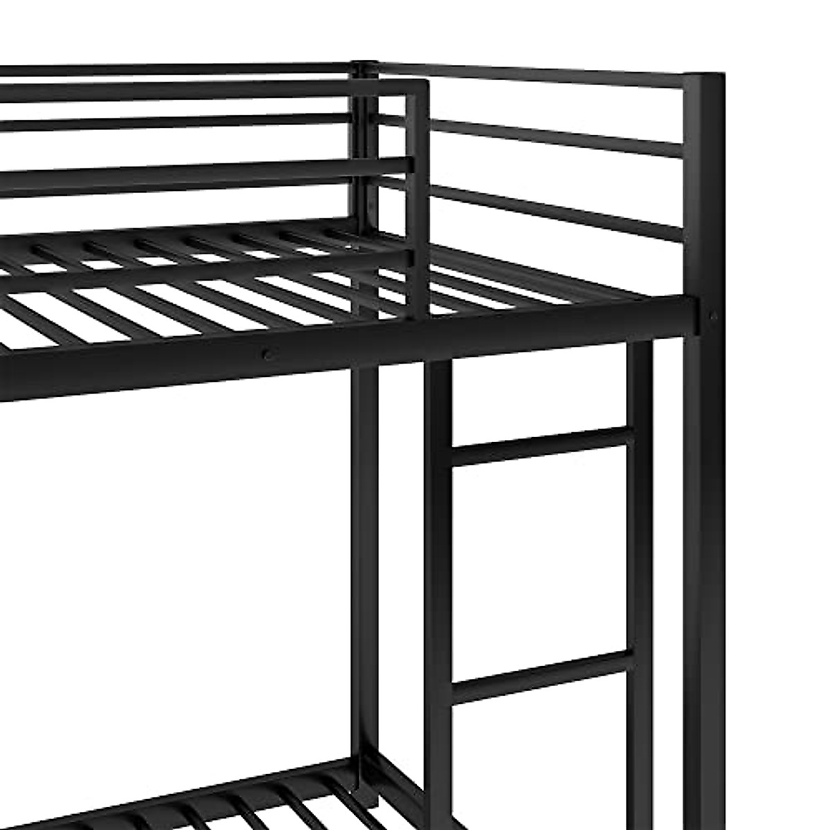 CNANXU Bunk Beds Twin Over Twin, Metal Low Bunk Bed with Guard Rails,Ladder for Young Boys Girls Dormitory Bedroom, No Box Spring Needed (Twin)