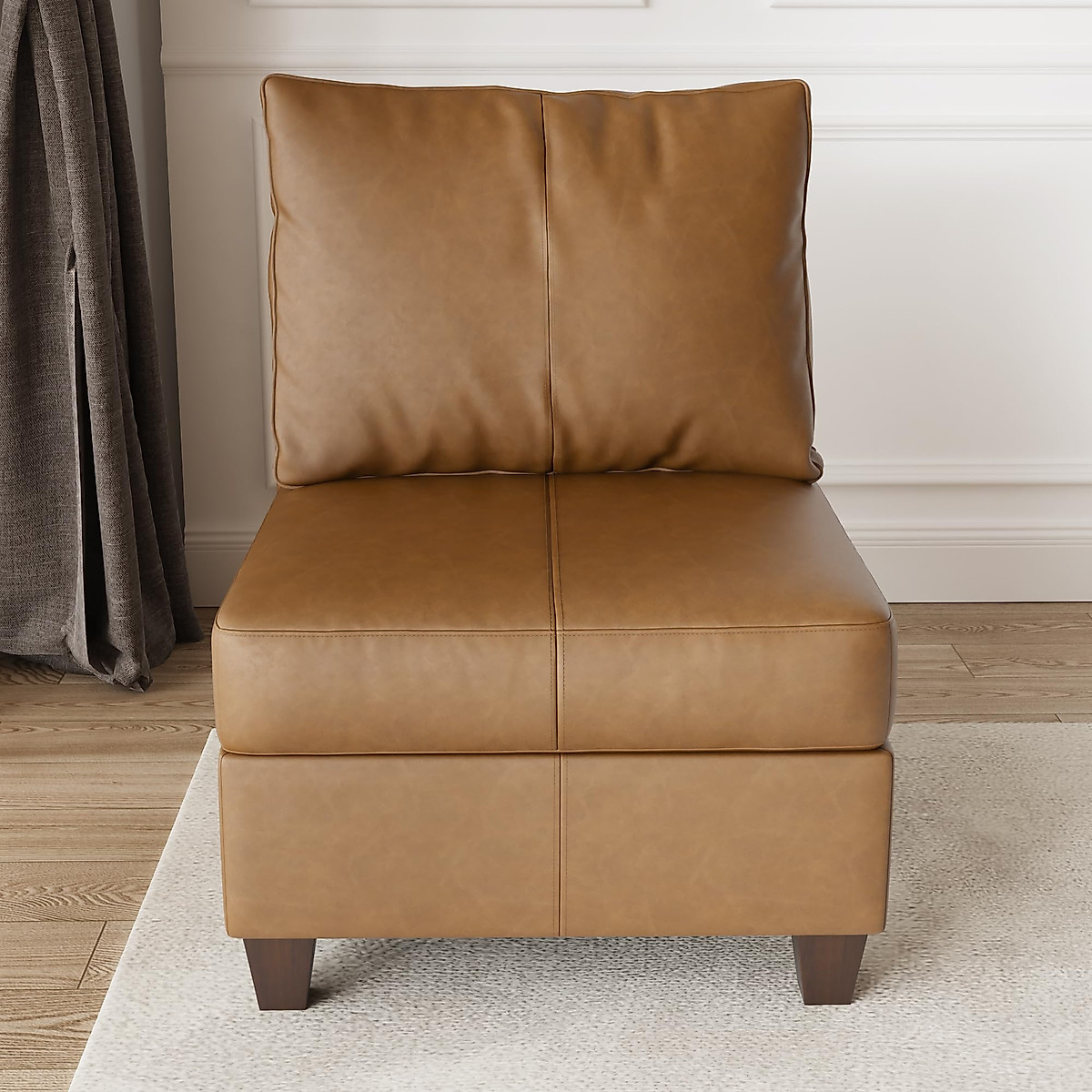 EASE MOOSE Middle Module Seat for Modular Sofa, Faux Leather Armless Chair Sectional Sofa Couch with Storage