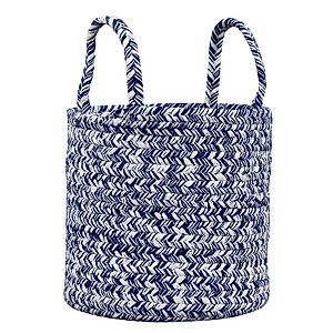 Super Area Rugs Farmhouse Plant Basket/Planter Multi Purpose Open Top Bin with Handles, Cotton Rope Basket, 8-inch, 10-inch and 12-inch Blue & White