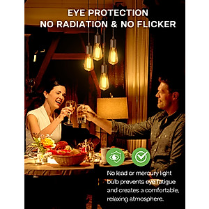 Edison LED Light Bulbs, 6W Equivalent 60W, Warm White 2700K, Non-Dimmable, 600LM, 85+CRI, ST58 Vintage Clear Glass Filament Light Bulbs, E26 Medium Base, Pack of 12