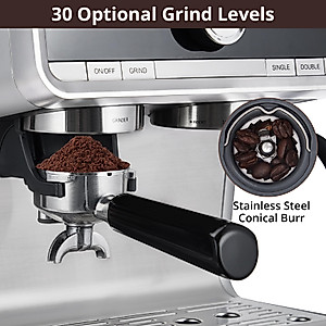 Coffee Machine 20 Bar Pressure, Stainless Steel Espresso Maker Cappuccino, And Macchiato With Milk Frother 2.8l Water Tank, Commercial Espresso Machine Barista Kit, For Latte