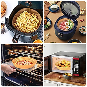 GPUSFAK 100PCS Air Fryer Disposable Paper Liner - 7.9inch and 6.3inch Round Non-stick, Waterproof, Oil-proof Food Grade Parchment Paper for Baking Roasting Microwave