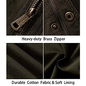 WenVen Men's Casual Tactical Barn Coat Jacket (Army Green, M)