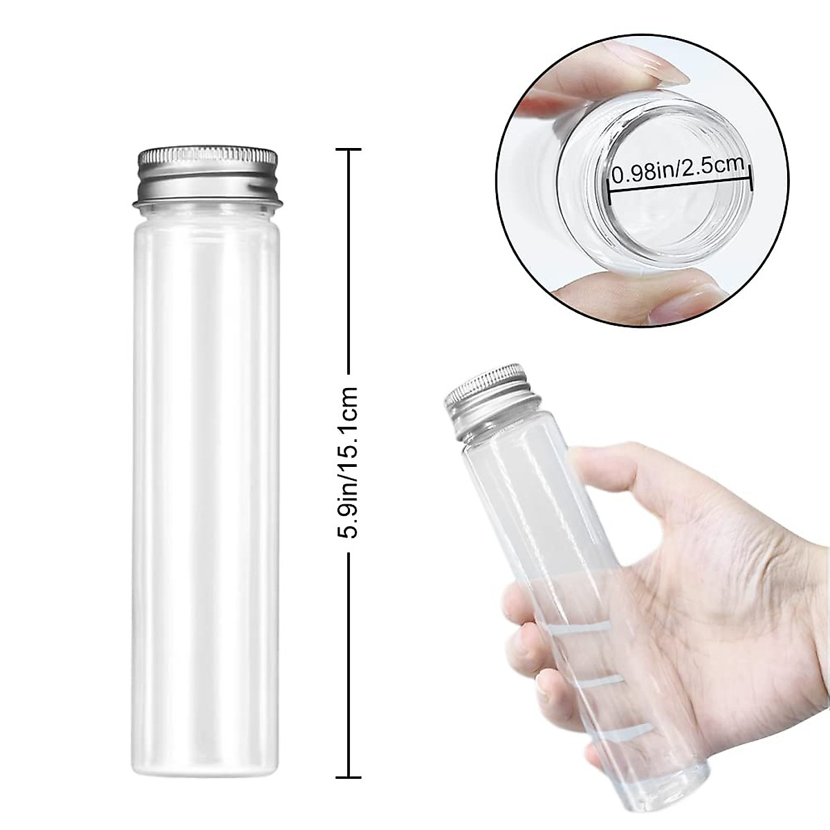 20 Pcs 115ml Test Tubes,Clear Clear Plastic Test Tubes with Caps for Candy,Bath Salts,Spices,Dried Flowers and Party Decor