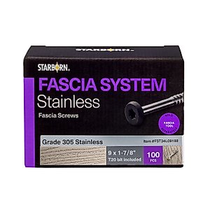 Deckfast Fascia Screws #31 Tan Gray 9 x 1-7/8" Stainless Steel Fascia Screws - 100 Pieces