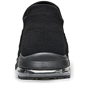 vibdiv Women Sneakers Fashion Walking Shoes Slip-on Air Cushion Lightweight Breathable Comfortable, Full Black 8