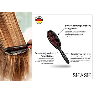 Since 1869 Hand Made In Germany - Nylon Boar Bristle Brush Suitable For Normal to Thick Hair - Gently Detangles, No Pulling or Split Ends - Softens and Improves Hair Texture, Stimulates Scalp (Small)