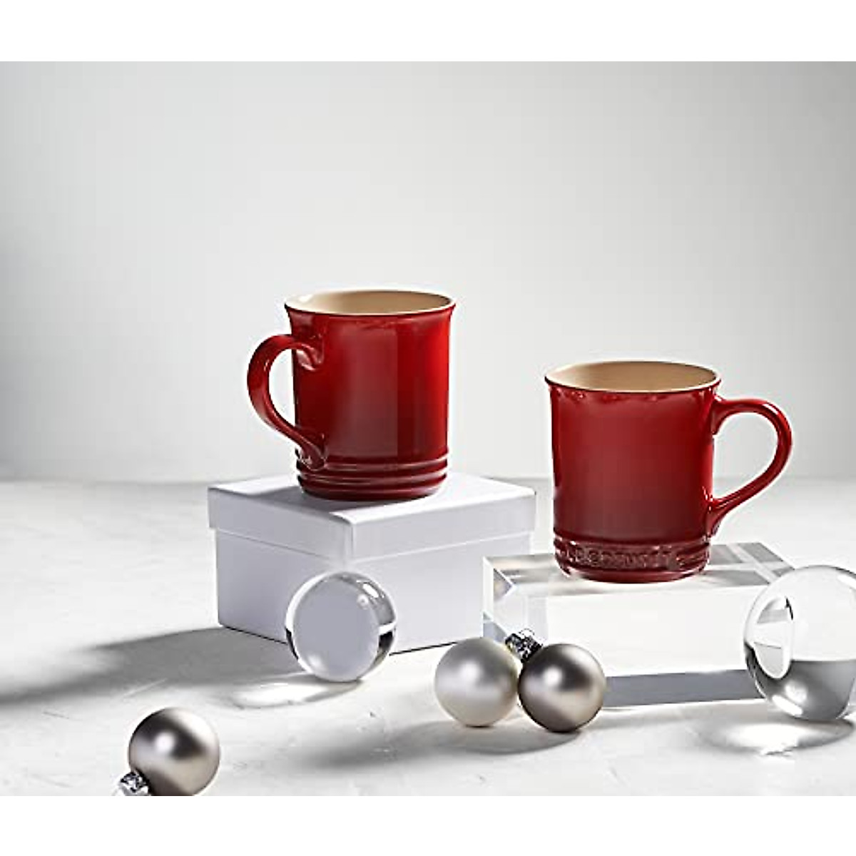 Le Creuset Stoneware Set of 4 Mugs, 14 oz. each, Cerise