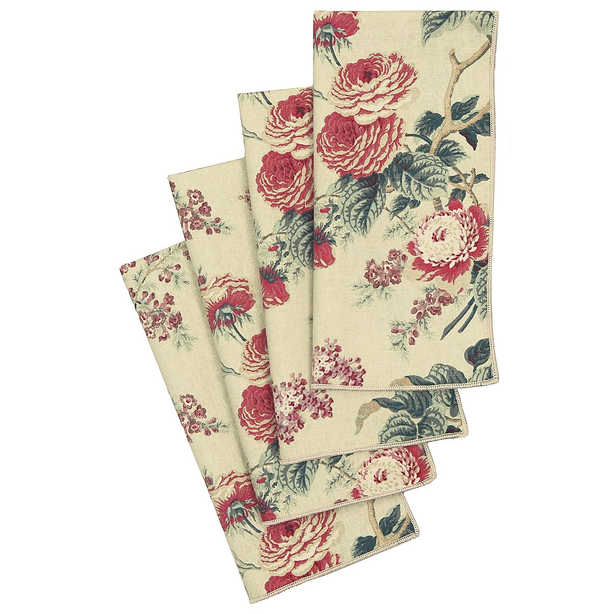 Decorative Things Cloth Napkins Set 4 Cotton Table Linen Napkins Wedding Table Décor Garden Party Rose Floral Bridal Shower 18"x18" Dinner Made in USA