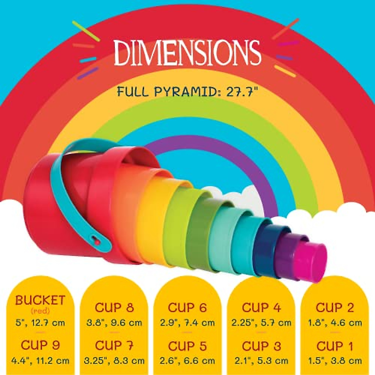 Battat Stacking Cups, Plastic Nesting Toys for Water and Sand, 18M Plus, 10 Pieces