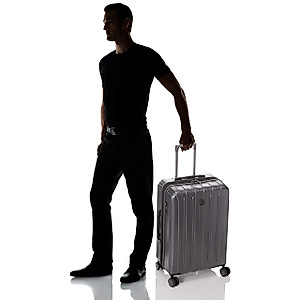 DELSEY Paris Titanium Hardside Expandable Luggage with Spinner Wheels, Graphite, Checked-Medium 25 Inch