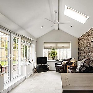 Axis Smart Indoor and Outdoor 3-Blade Ceiling Fan 52in Matte White with 3000K LED Light Kit and Remote Control works with Alexa, Google Assistant, Samsung Things, and iOS or Android App