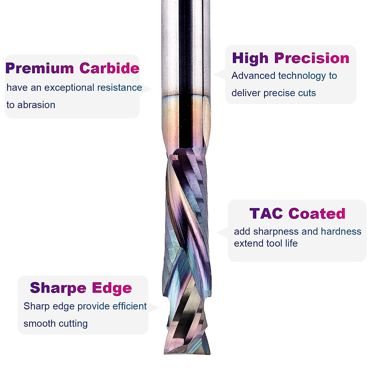 SpeTool Compression Router Bit 1/4 Inch Shank 1 Inch Cutting Length with Coated Carbide Spiarl Up Down CNC Router Bit for Woodworking Tool