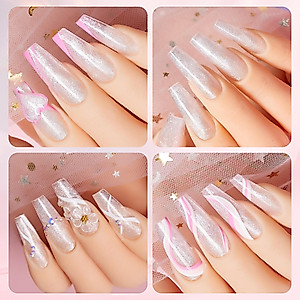 Makartt Solid Gel Builder: 15ML Non-sticky to Hands, White Shimmers Color for Extension 3d Sculpting Nail Art, Hard Gels Molding for Nails UV/LED Lamp Required Pearl Drift