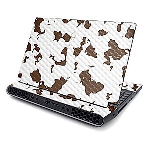 MightySkins Carbon Fiber Skin Compatible with Alienware Area-51M 17" (2019) - Brown Cow | Protective, Durable Textured Carbon Fiber Finish | Easy to Apply, Remove, and Change Styles | Made in The USA