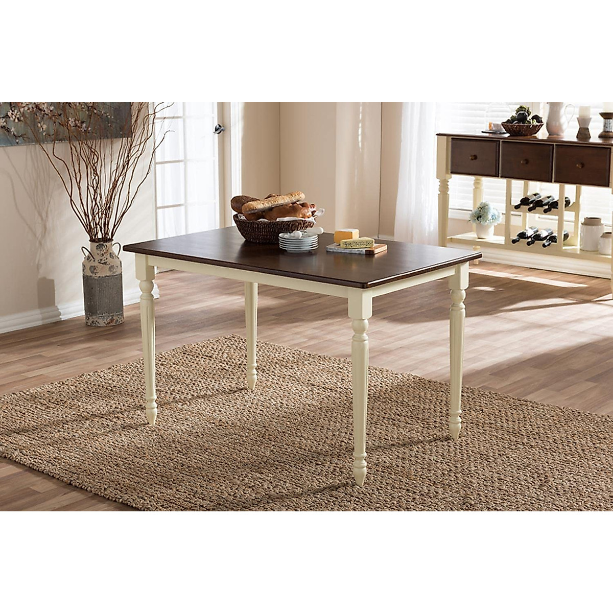 Baxton Studio Napoleon 46 3/4" Wide Cherry and Buttermilk Dining Table