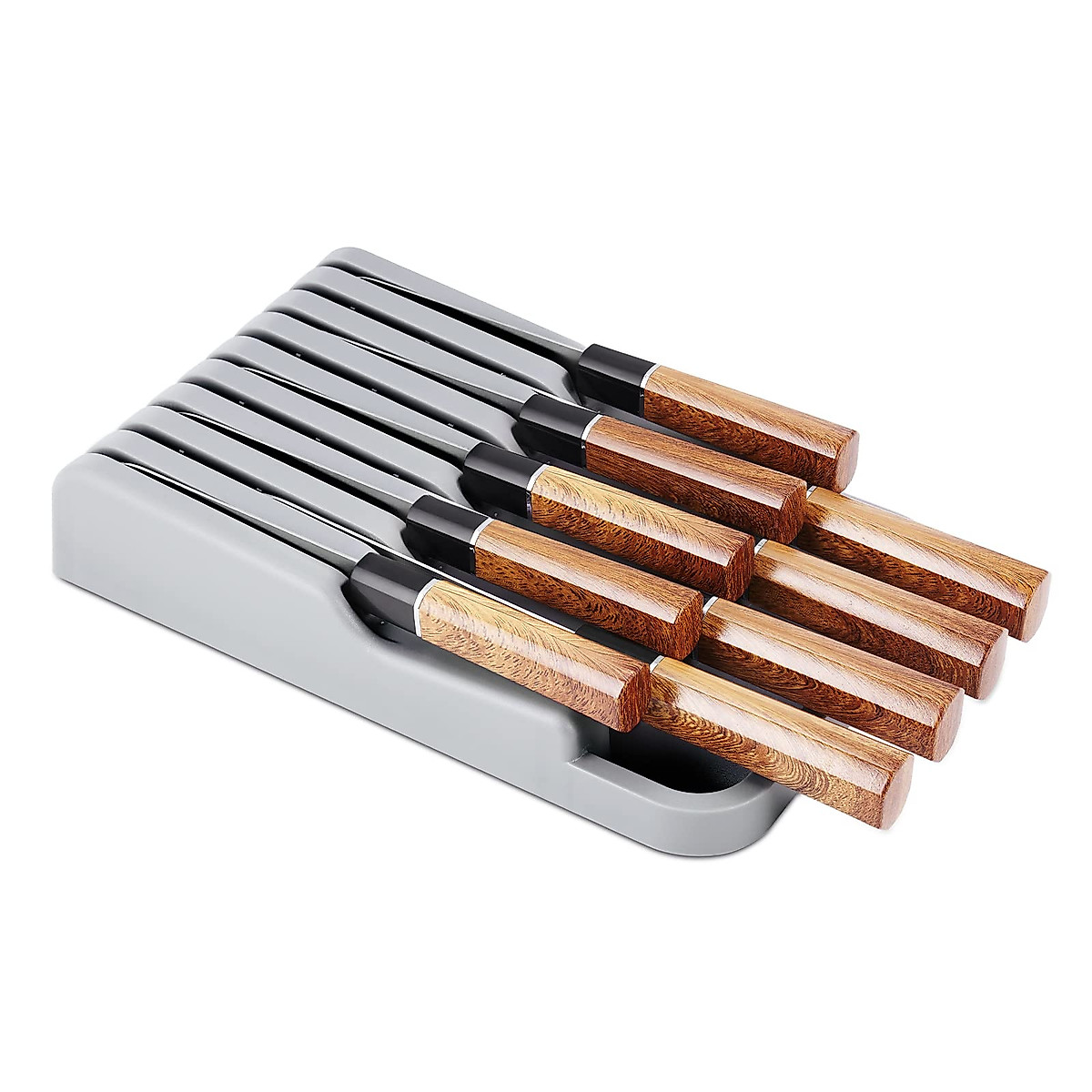 SOMIER In-Drawer Knife Block Kitchen Organizer Tray for Cutlery Drawer Holder Storage, Fit for 9 Knives