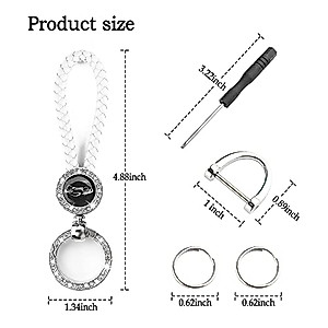 Bling Bling Leather Keychain,Universal Car Accessories Car Lanyard Key Fob Holder with Anti-lost D-ring and Screwdriver(White)
