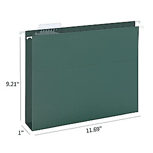HERKKA Extra Capacity Hanging File Folders, 30 Pack Reinforced Hang Folders with Heavy Duty 1 Inch Expansion, Designed for Bulky Files, Medical Charts, Letter Size, Green