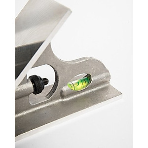 LaSquare 12” SAE Machinist Combination Square, Saddle Square, Stainless Steel Blade with 1/64", 1/32", 1/16" and 1/8" Markings, Hardened Aluminum Head LAS 12SS-12"