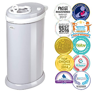Ubbi Steel Diaper Pail, Odor Locking, No Special Bag Required, Award-Winning, Registry Must-Have, Gray