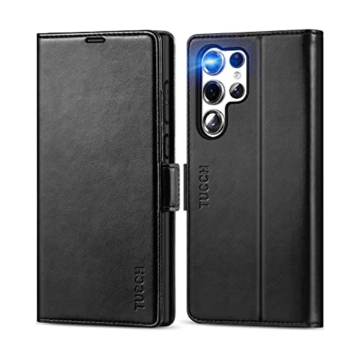 TUCCH Wallet Case for Galaxy S23 Ultra 5G, [TPU Shockproof Interior Case] Kickstand [RFID Blocking] Card Slot, Magnetic PU Leather Folio Cover Compatible with Galaxy S23 Ultra 5G 6.8-Inch 2023, Black