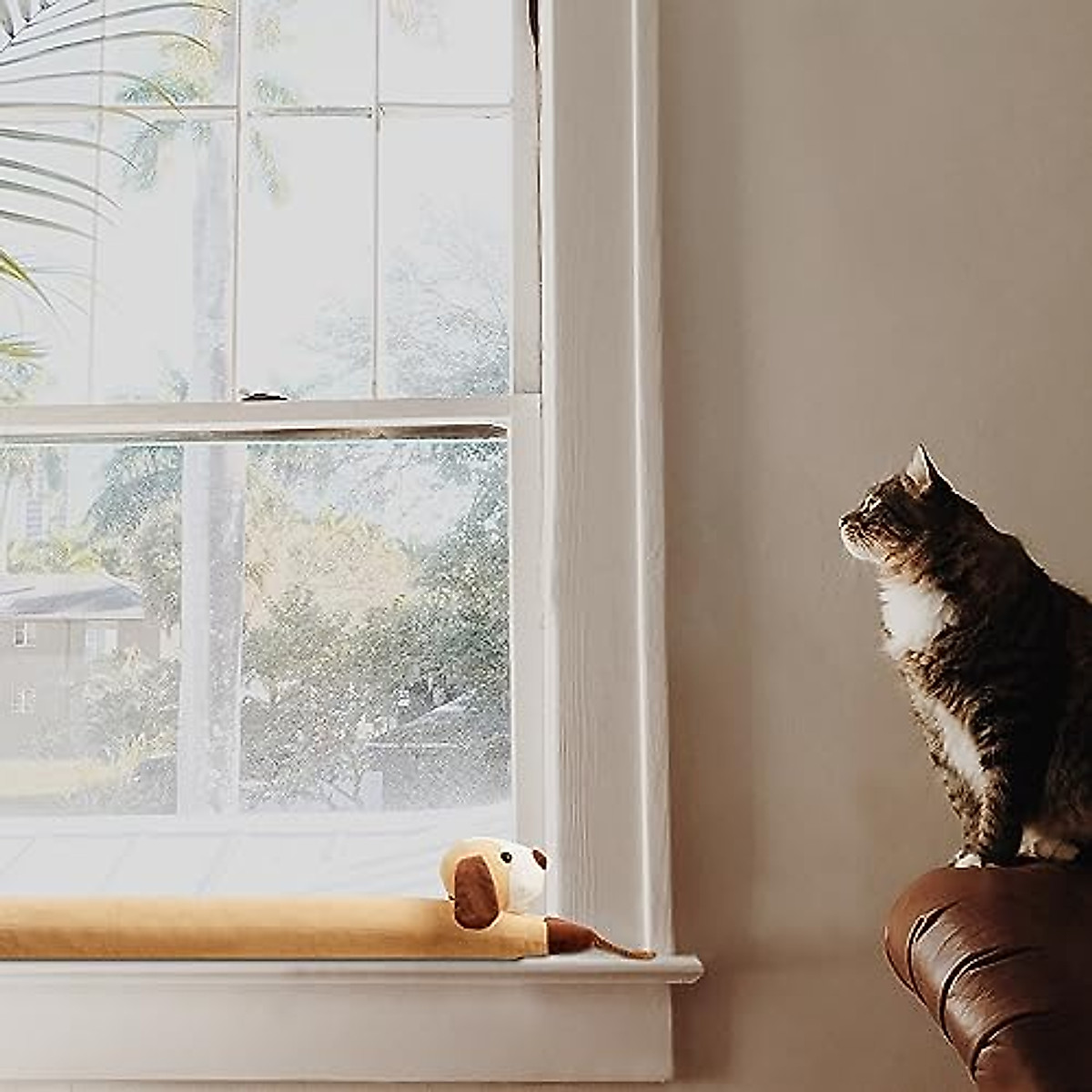 Sunolga 38" Weighted Door Draft Stopper Under Door Noise Air Stopper 2.4LB, Dog Shape Sound Proof Draft Guard for Doors and Windows