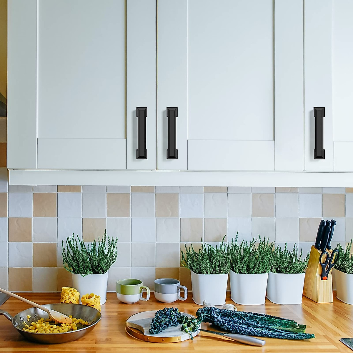 Asidrama 10 Pack 3 Inch(76mm) Matte Black Kitchen Cabinet Handles Cabinet Pulls Kitchen Cabinet Hardware for Cupboard Drawer Pulls