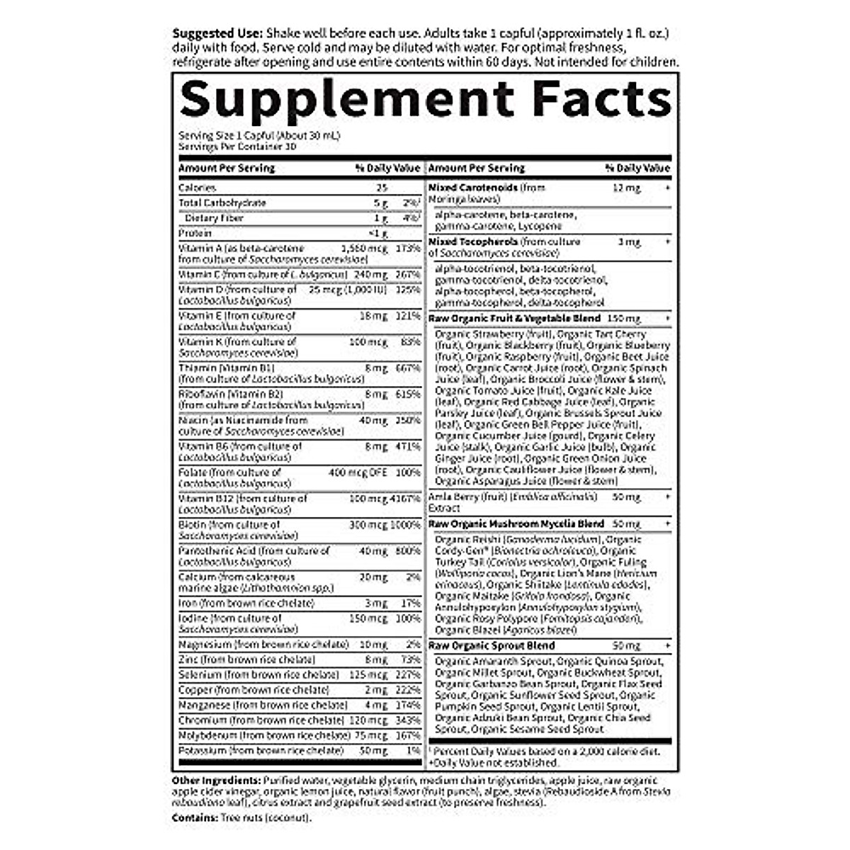 Garden of Life Multivitamin - Vitamin Code Liquid Raw Whole Food Vitamin, Vegetarian Supplement, No Preservatives, Fruit Punch, 30 Fl Oz