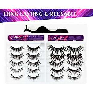 Arishine 3D 5D Magnetic Eyelashes Kit Magnetic Eyeliner For Use with Magnetic False Lashes Natural Look-No Glue Needed